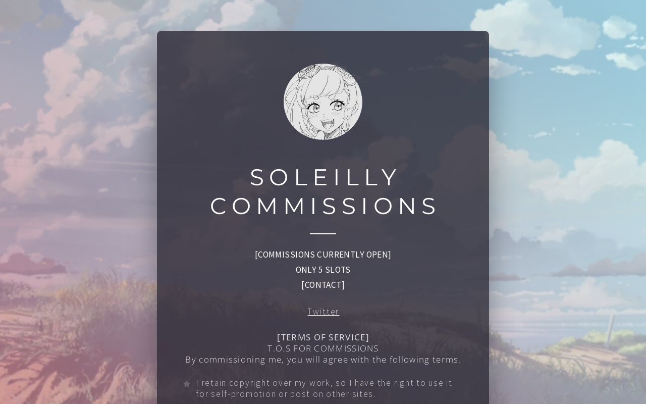 Soleilly Commissions Carrd